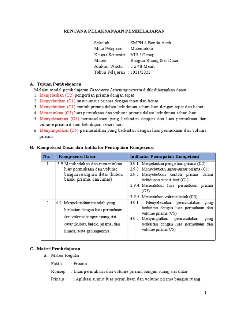 RPP Kelas 8 Prisma FIX | PDF | Seni