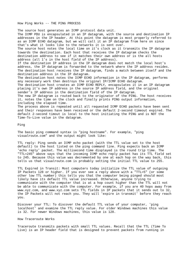 How Ping And Traceroute Works Pdf Internet Protocols Computer Science