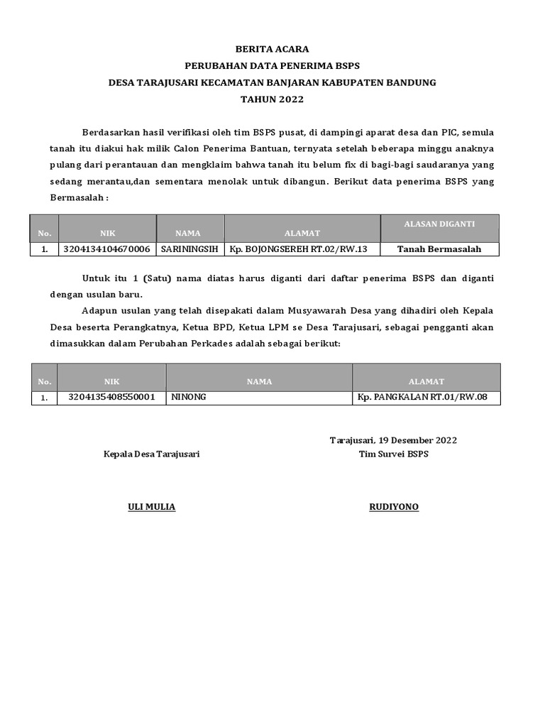 Berita Acara Rutilahu | PDF