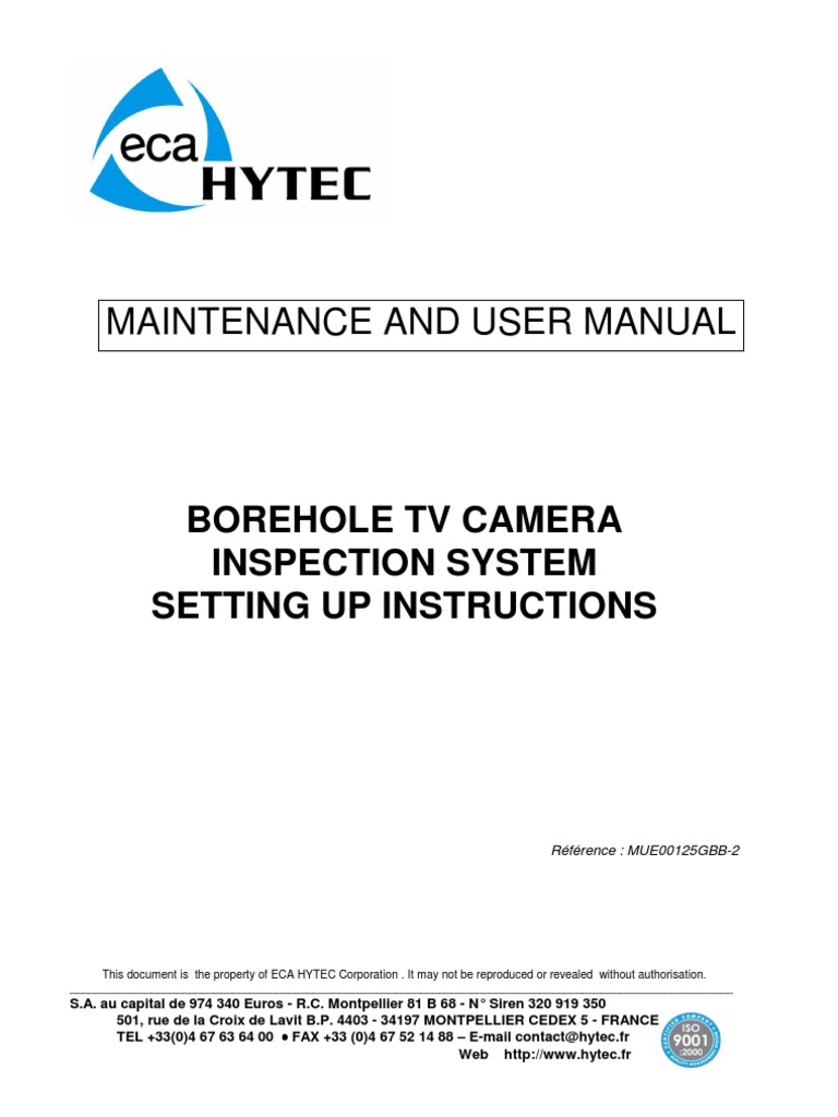Maintenance and User Manual: Borehole TV Camera Inspection System ...