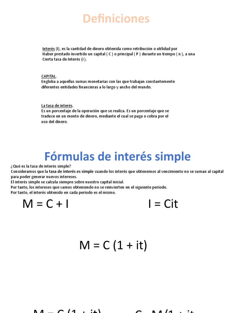 Fórmulas de Interes Simple y Compuesto, Van | PDF | Interés | Tasas de ...