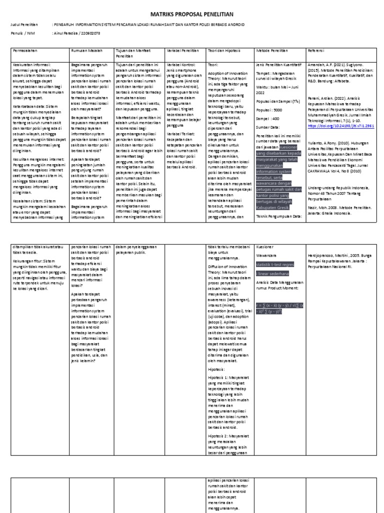 Proposal Penelitian Matriks | PDF