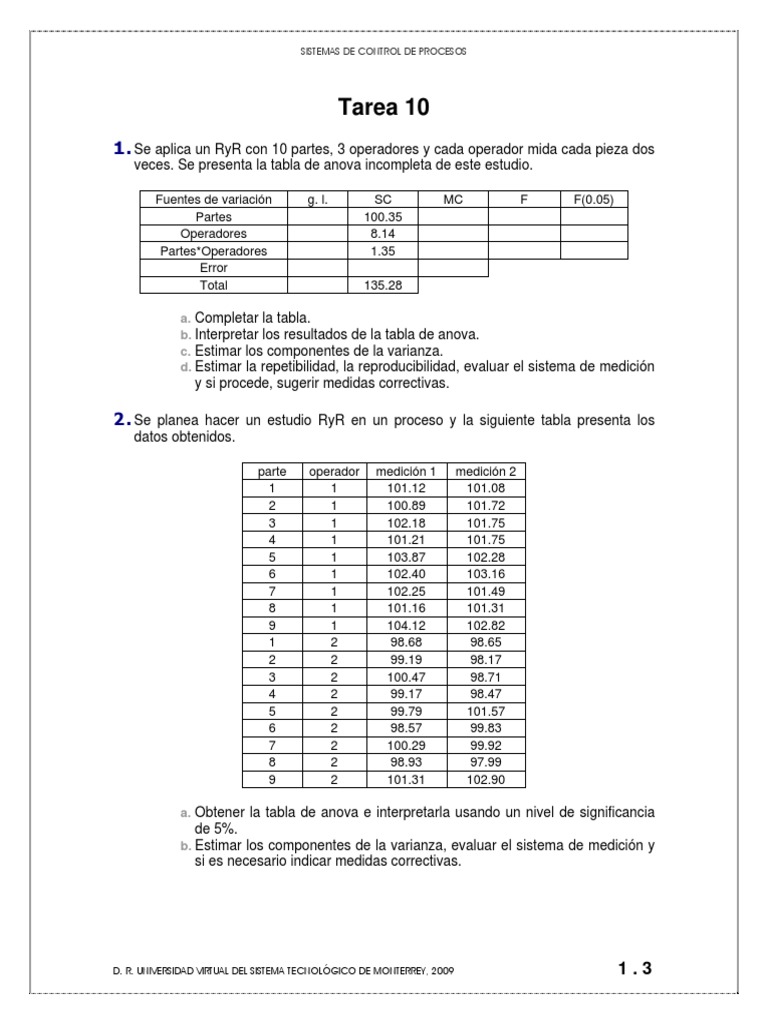 Cartas de Control R&R | PDF | Análisis de variación | Science