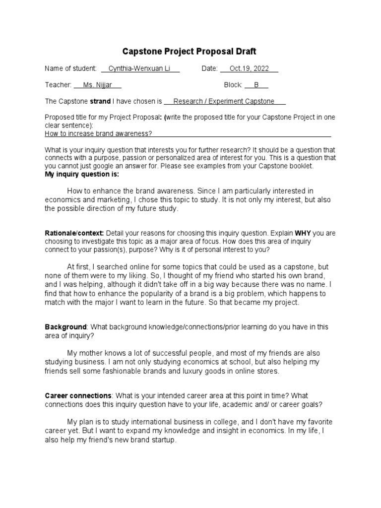 Capstone Proposal | PDF | Mentorship | Brand Capstone Proposal | PDF | Mentorship | Brand