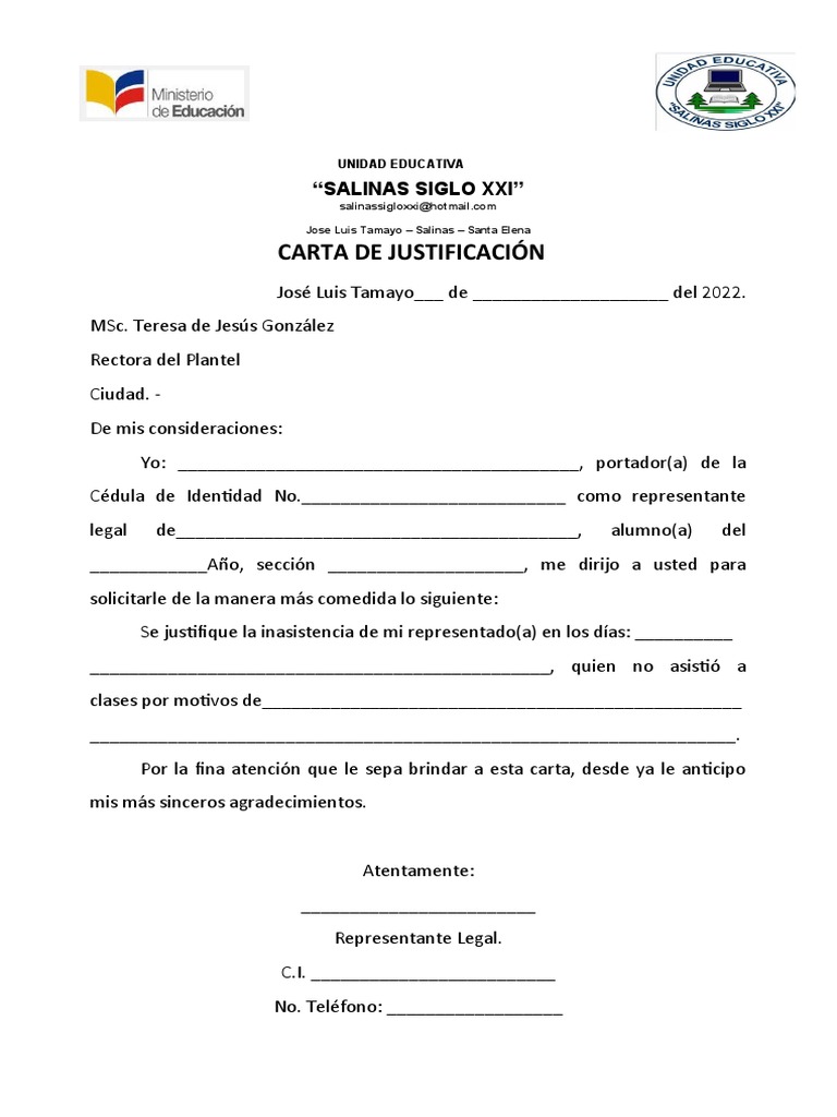 Carta Justificación Alumnos | PDF