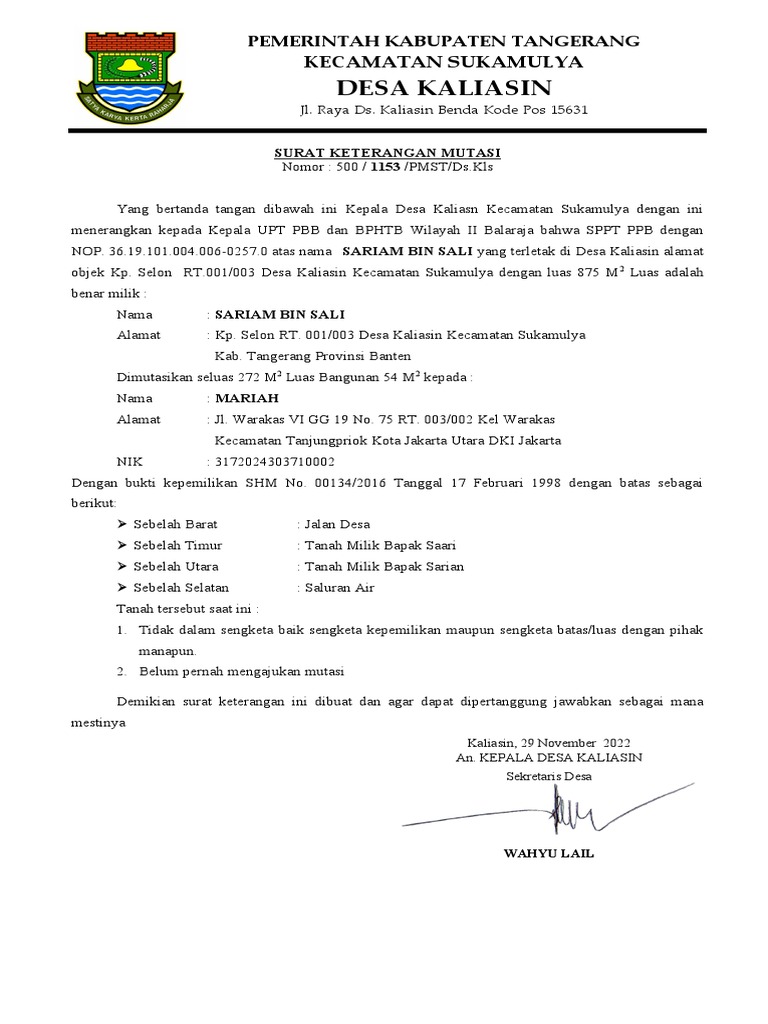 Surat Mutasi PBB | PDF