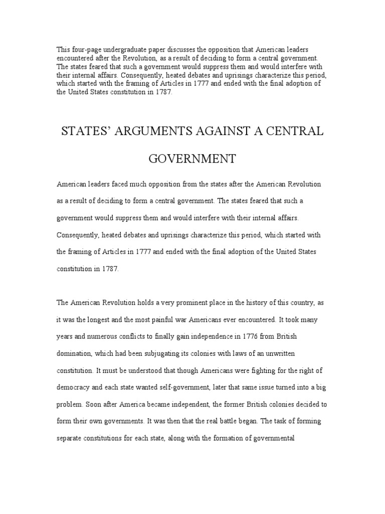 States Argument Central | PDF | Federal Government Of The United States ...