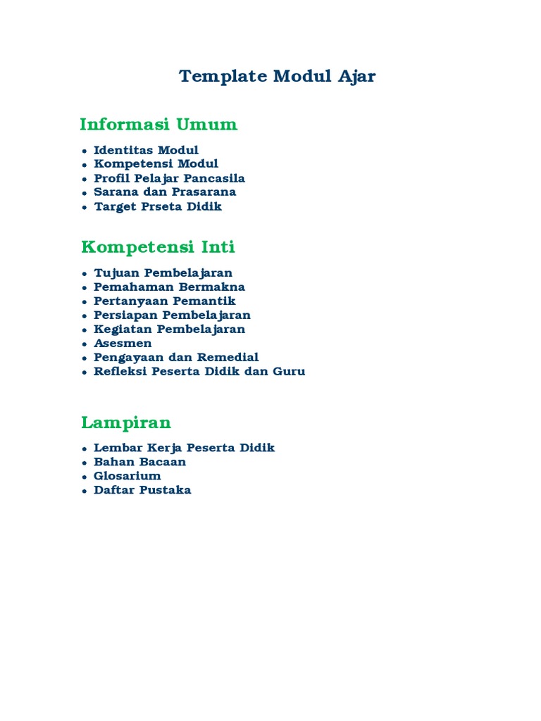 Template Modul Ajar | PDF