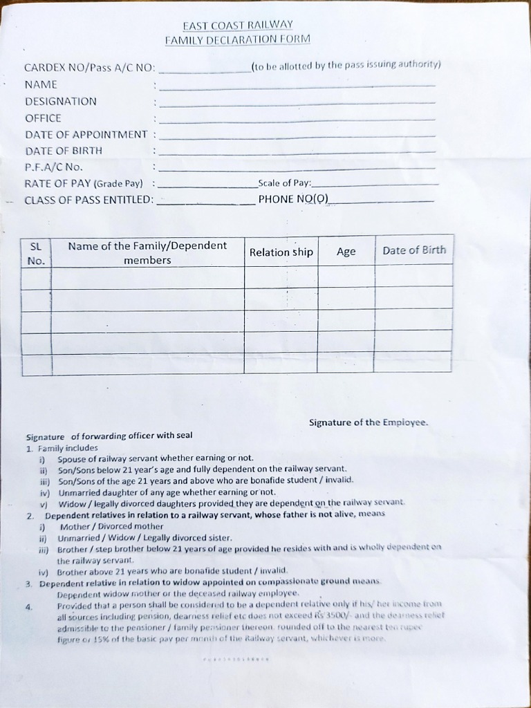 Family Declaration Form | PDF