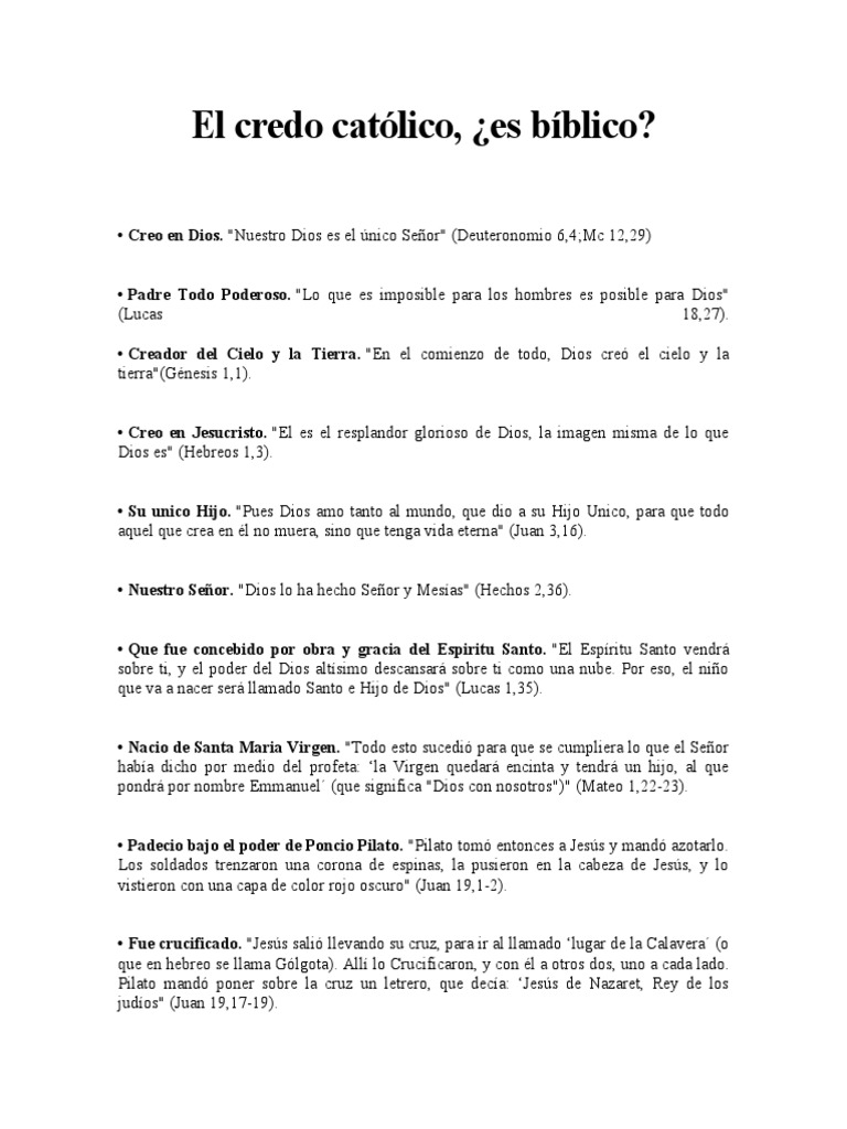 Un análisis bíblico del Credo Católico | PDF | Jesús | espíritu Santo