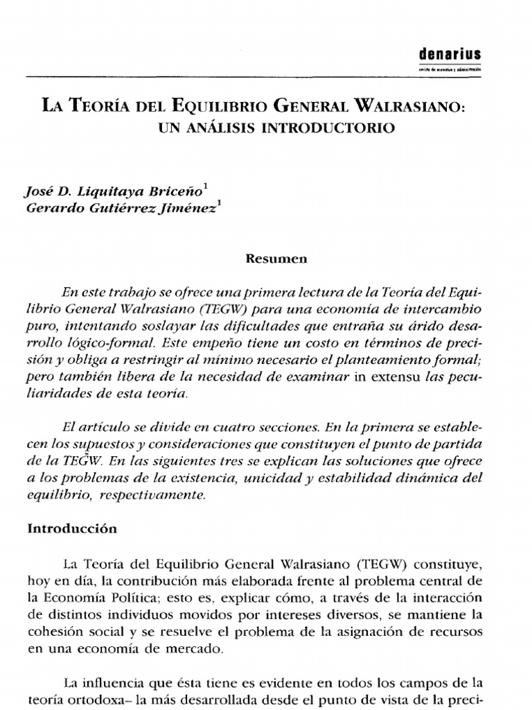 Ley de Walras | PDF | Teoría del equilibrio general | Precios