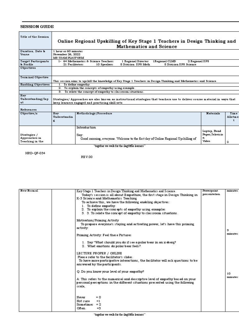 SESSION GUIDE ONLINE REGIONAL UPSKILLING OF KEY STAGE 1 TEACHERS IN DESIGN TEACHING AND SCIENCE ...