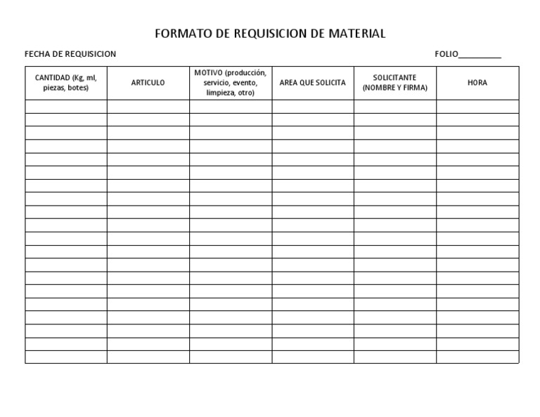 Formato de Requisicion de Material | PDF