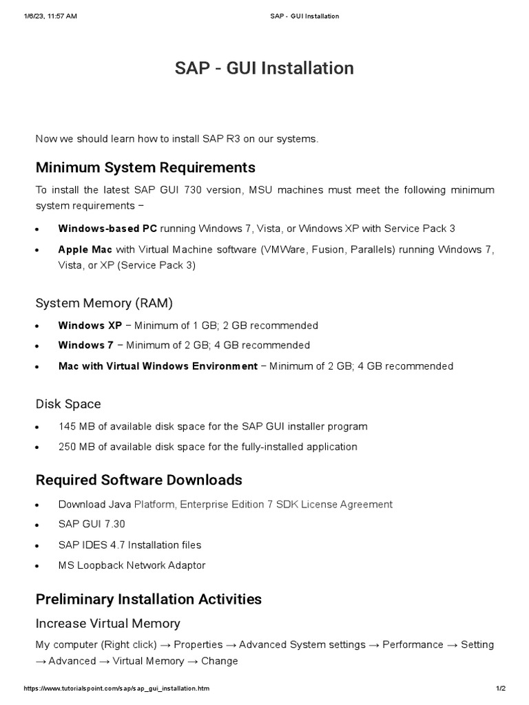 How to install SAP GUI 7.30 on Windows or Mac | PDF