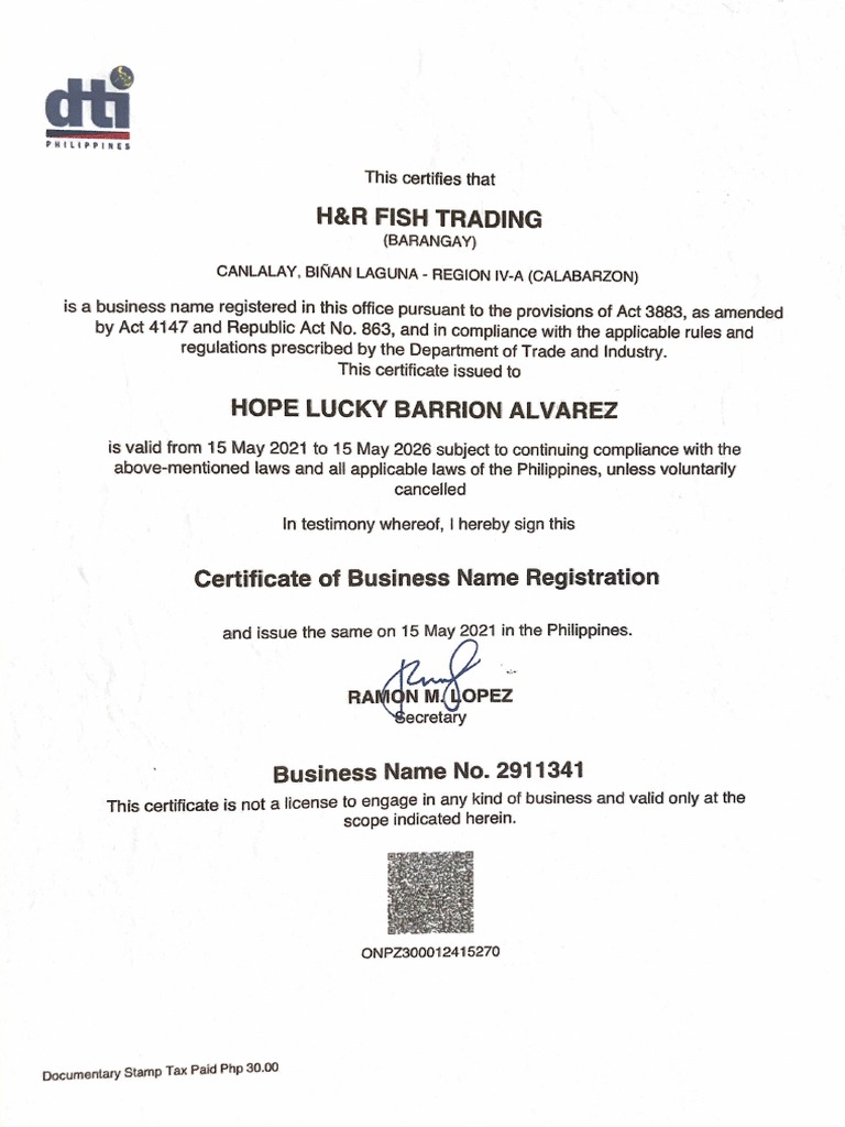 H&R Fish Trading - DTI | PDF