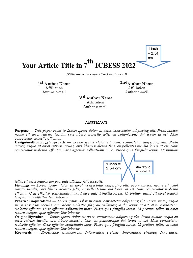 (TEMPLATE) 7th ICBESS - Full Paper Article Template | PDF | Data Analysis | Data