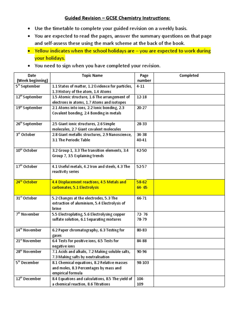 GCSE Chemistry - Guided Reading 1 | PDF | Chemical Reactions | Chemical ...