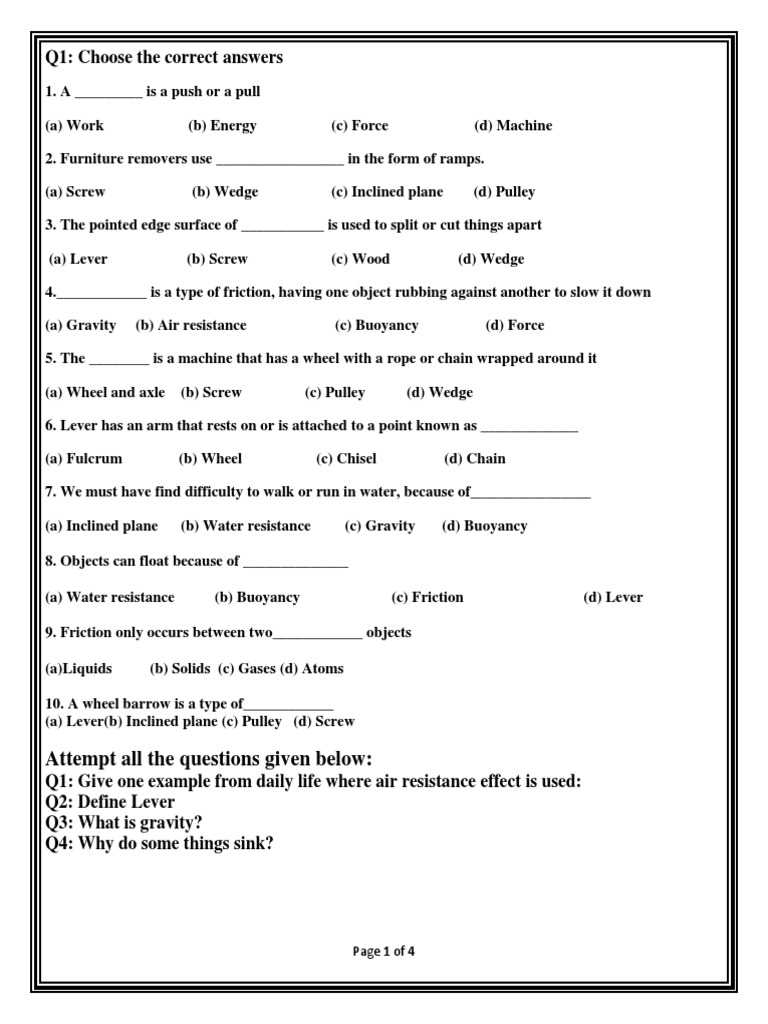 3 Science Final Paper | PDF | Friction | Machines
