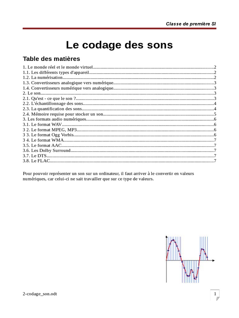2 Codage Son | PDF | MP3 | Échantillonnage (signal)
