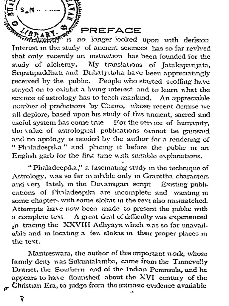 Phaladeepika 1st Ed. by V Subrahmanya Sastri | PDF