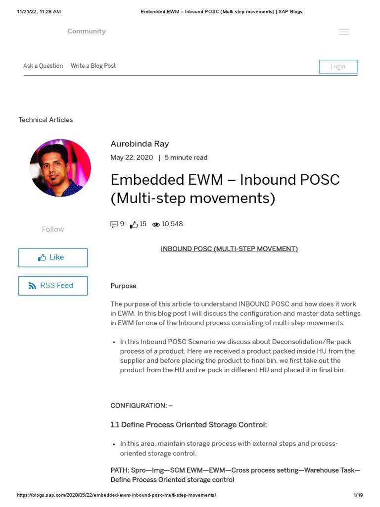 Embedded Ewm Inbound Posc Multi Step Movements Sap Blogs Pdf