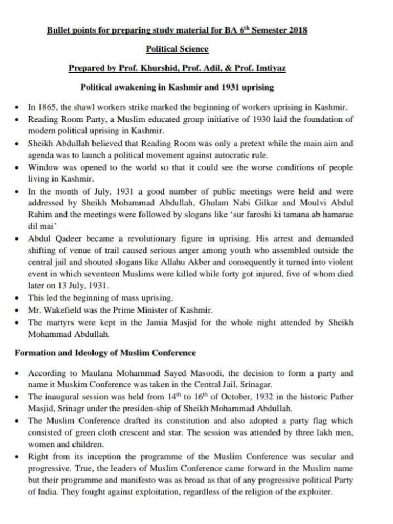 6th Semester Political Science Notes | PDF