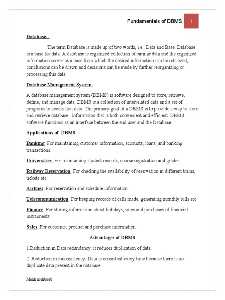 Database Management System New Notes | PDF | Relational Database ... Database Management System New Notes | PDF | Relational Database ...