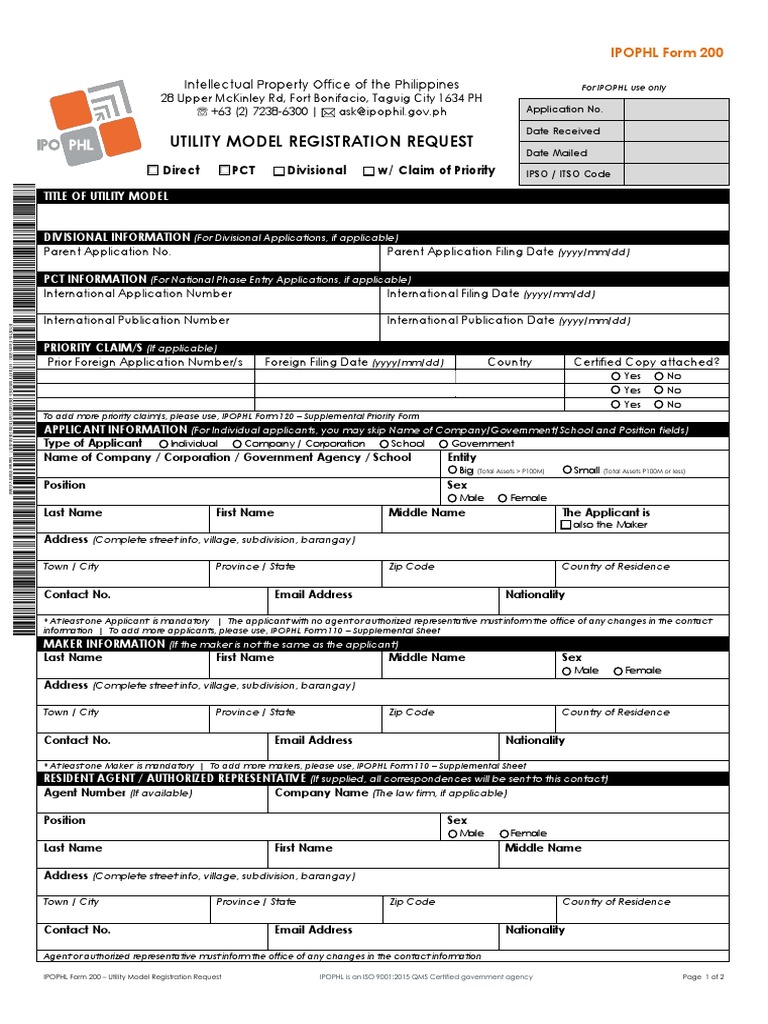 Utility Model Registration Form 200 | PDF | Traditional Knowledge ...