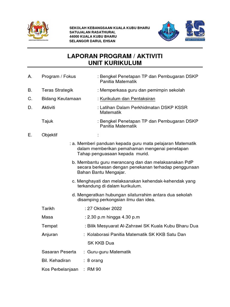 Laporan Bengkel Kolaborasi SK1 SK2 | PDF