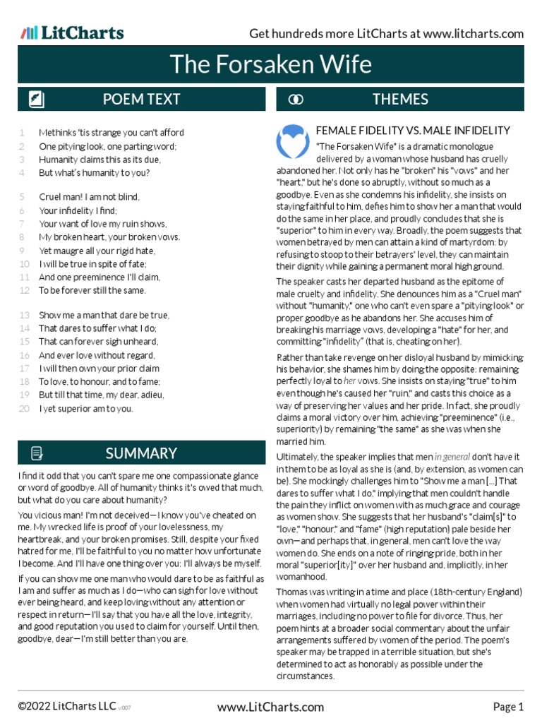 LitCharts The Forsaken Wife | PDF | Metre (Poetry) | Poetry