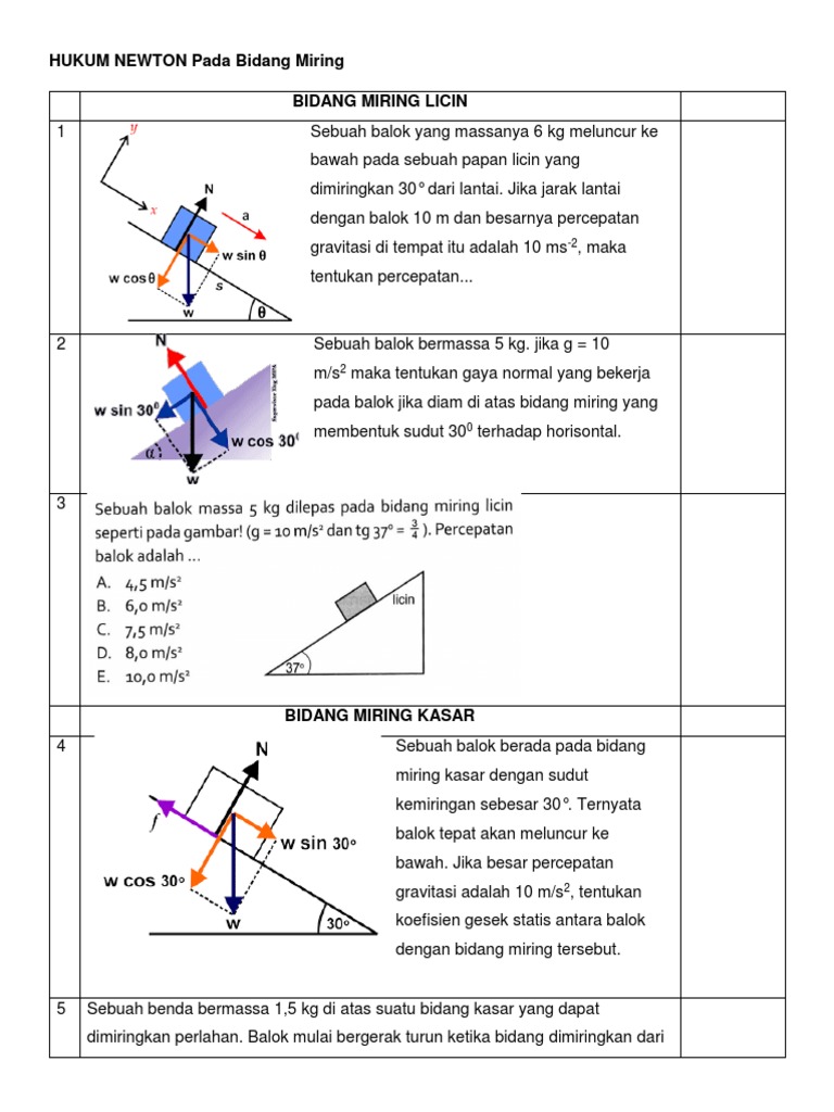 Dinamika Gaya pada Bidang Miring | PDF | Sains & Matematika