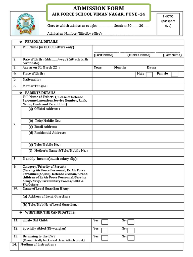 1504244948admission Form 2022-23 | PDF