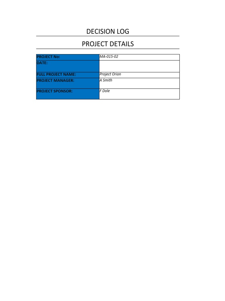 Decision Log Template | PDF | Menu (Computing) | Software Engineering