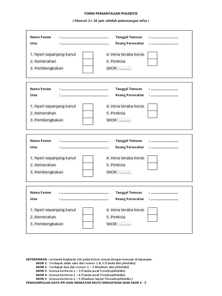 Form Pemantauan Plebitis | PDF
