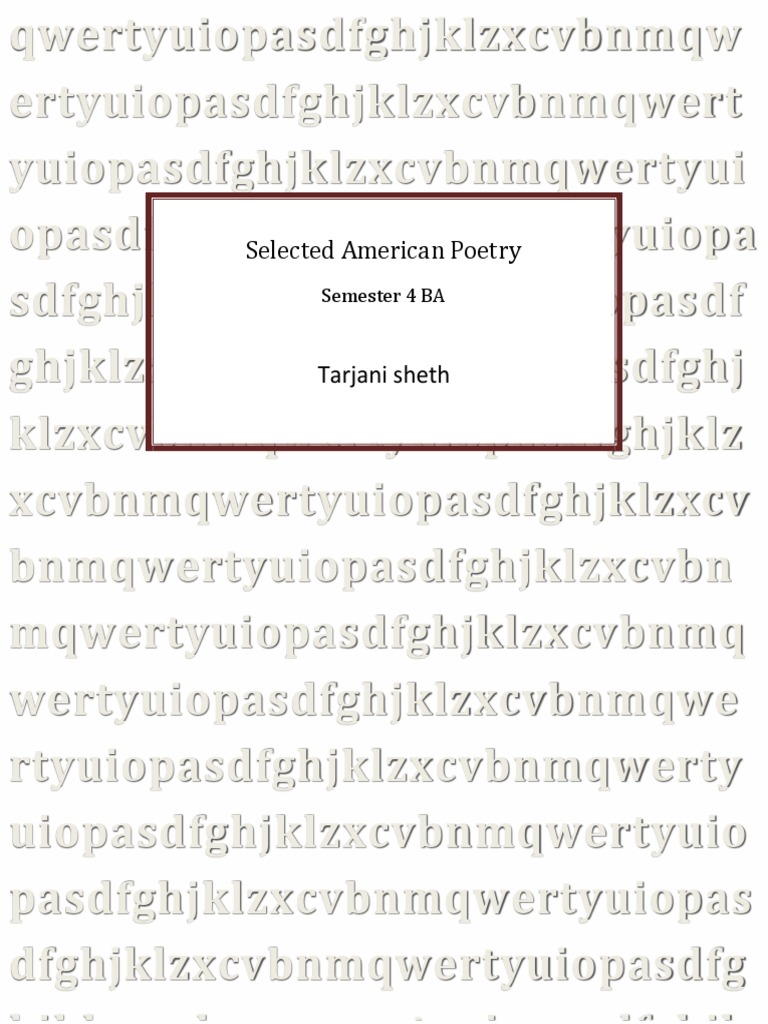 Selected American Poetry Study Guide by TDS | PDF | American Poetry ...