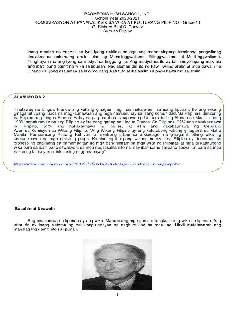 Filipino Paksa 3 | PDF