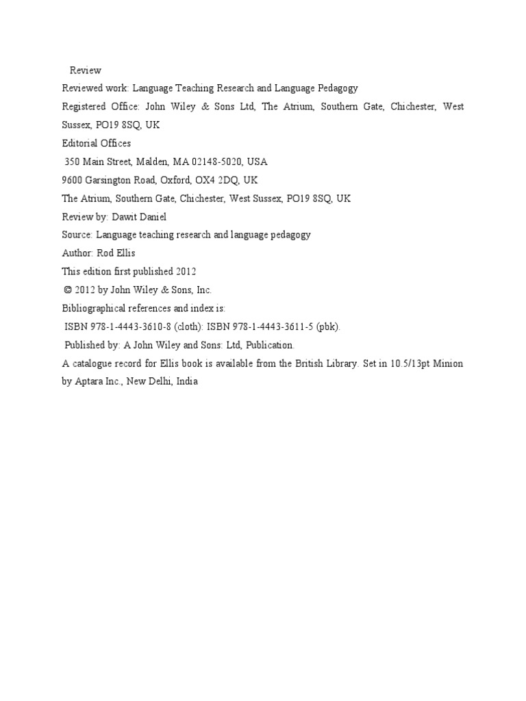 Dawit Daniel Final Book Review | PDF | Teaching Method | Second Language Acquisition