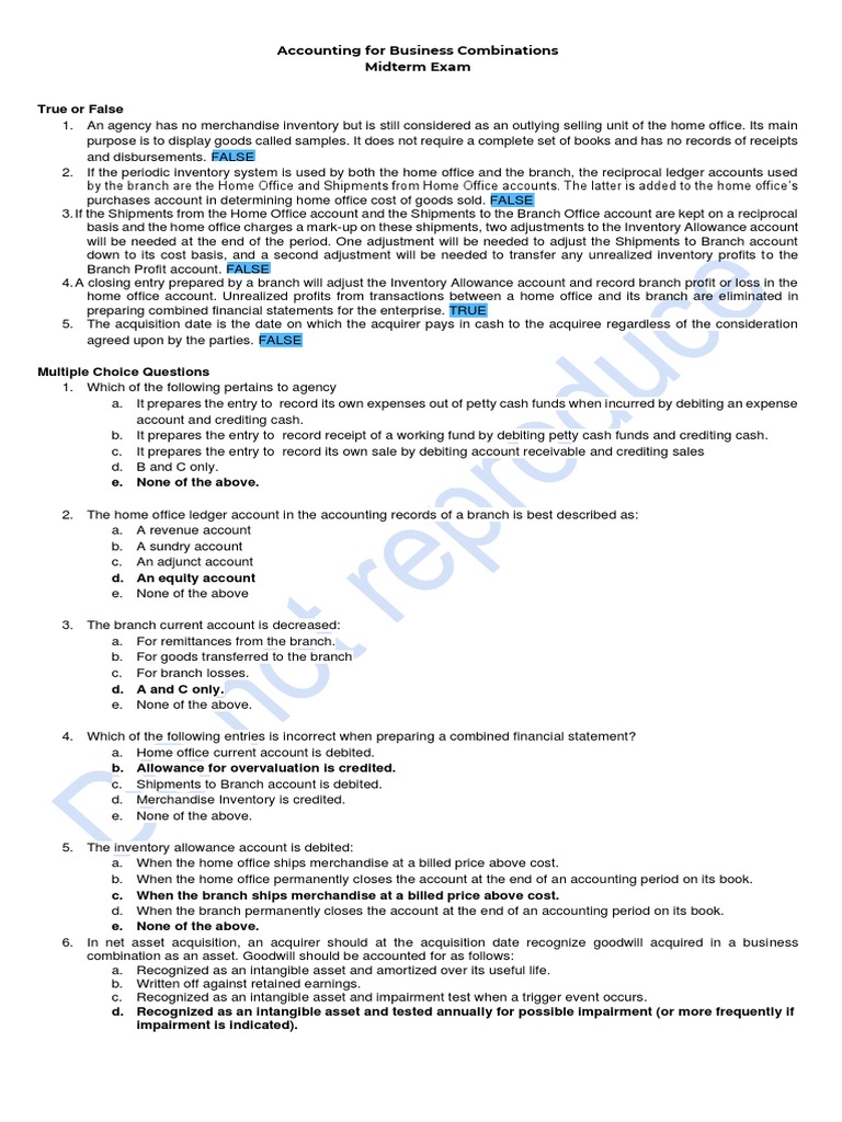 Midterm Exam 2021 With Suggested Answers Reviewer | PDF | Debits And ...