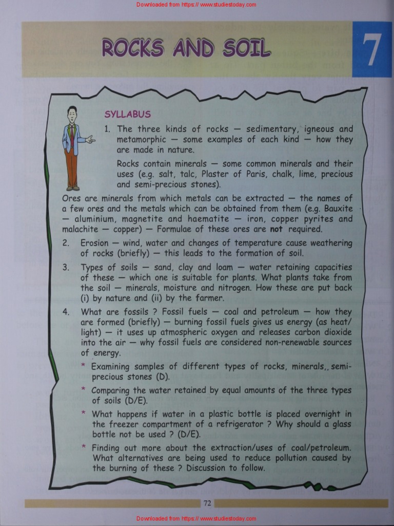 ICSE Class 6 Biology Chapter 7 Rocks and Soil | PDF