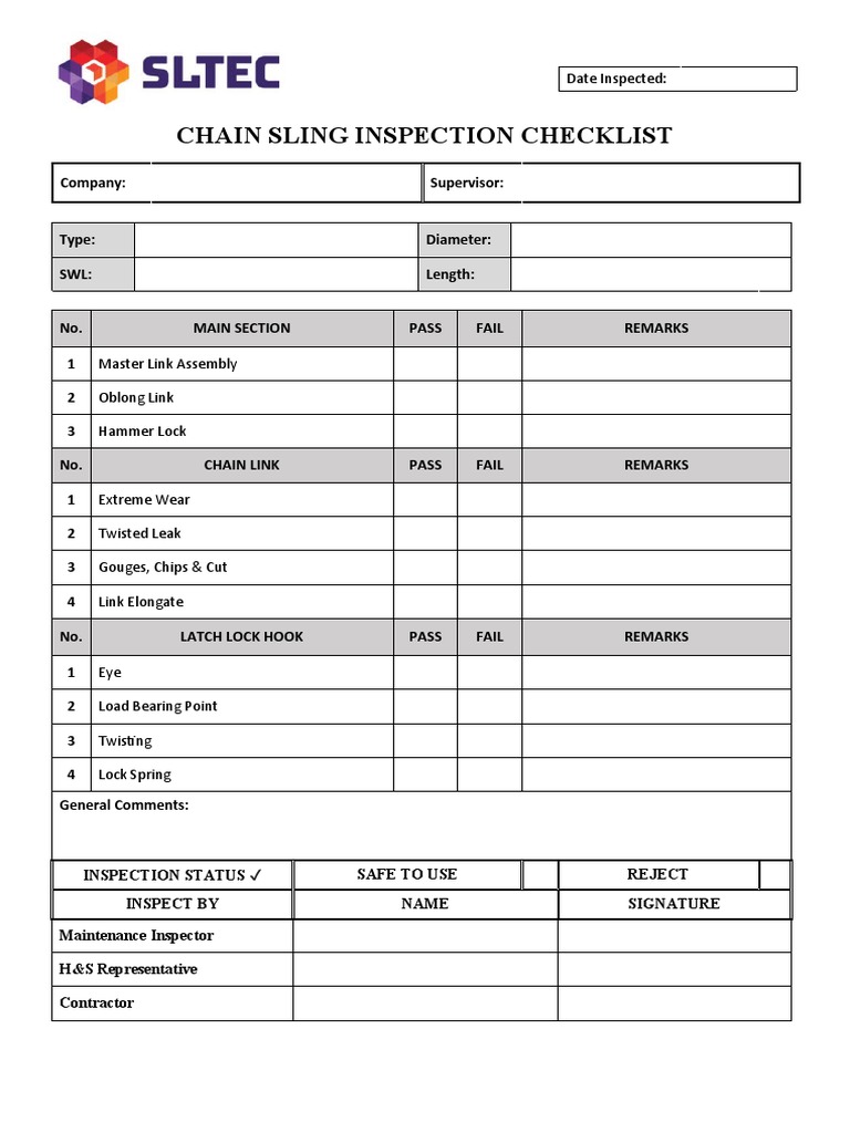 Chain Sling Inspection | PDF