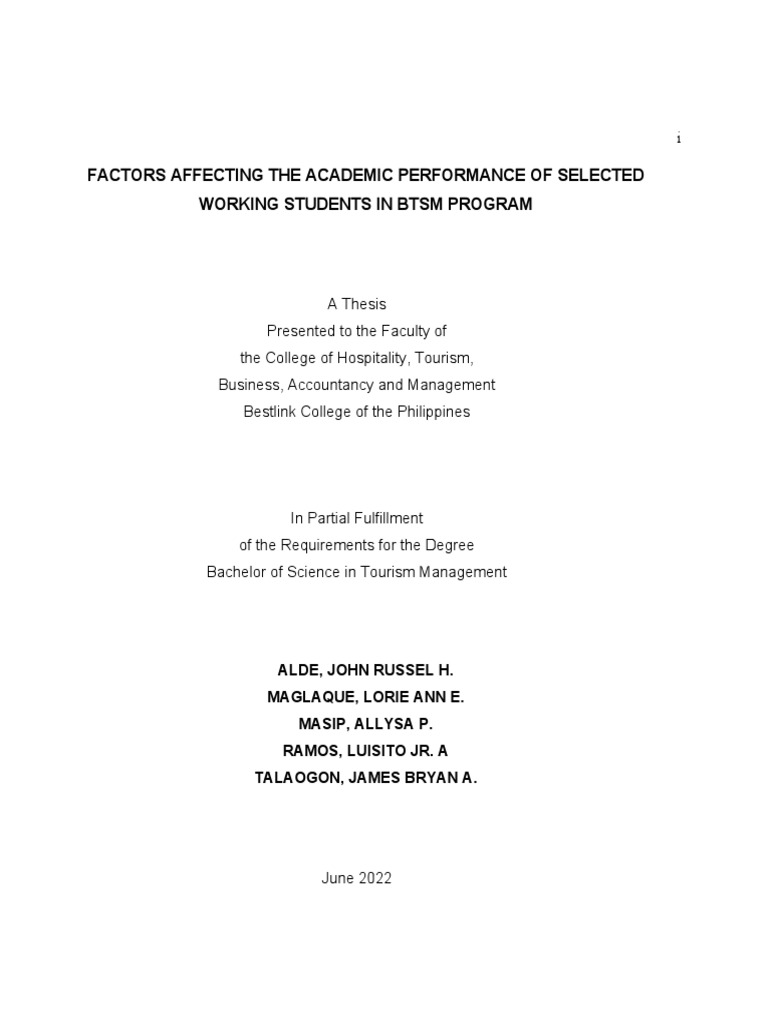 Factors Affecting Academic Performance of Working Students | PDF ...