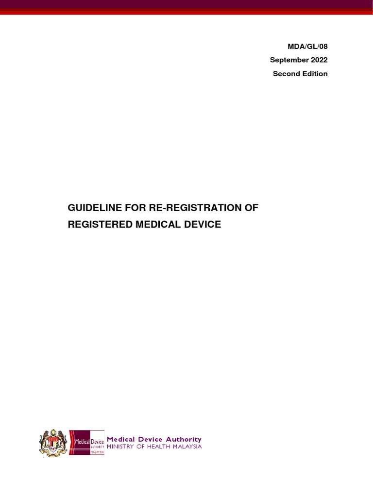 MDA/GL/08 September 2022 Second Edition | PDF | Medical Device ...