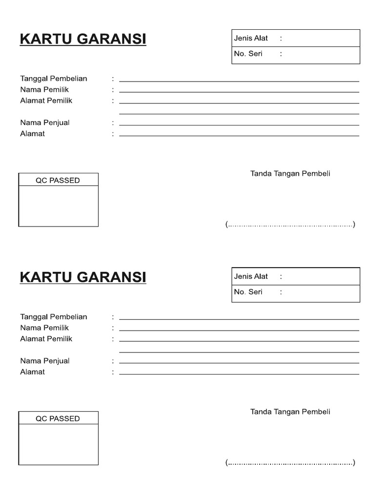Kartu Garansi | PDF