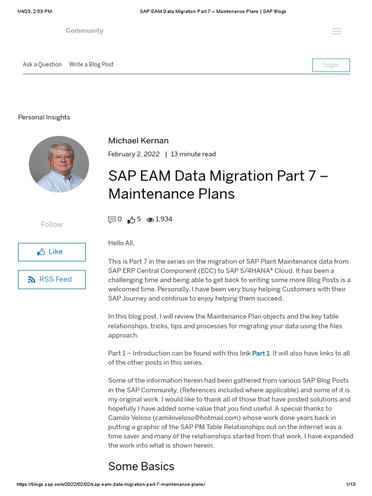 SAP EAM Data Migration Part 7 - Maintenance Plans - SAP Blogs | PDF ...