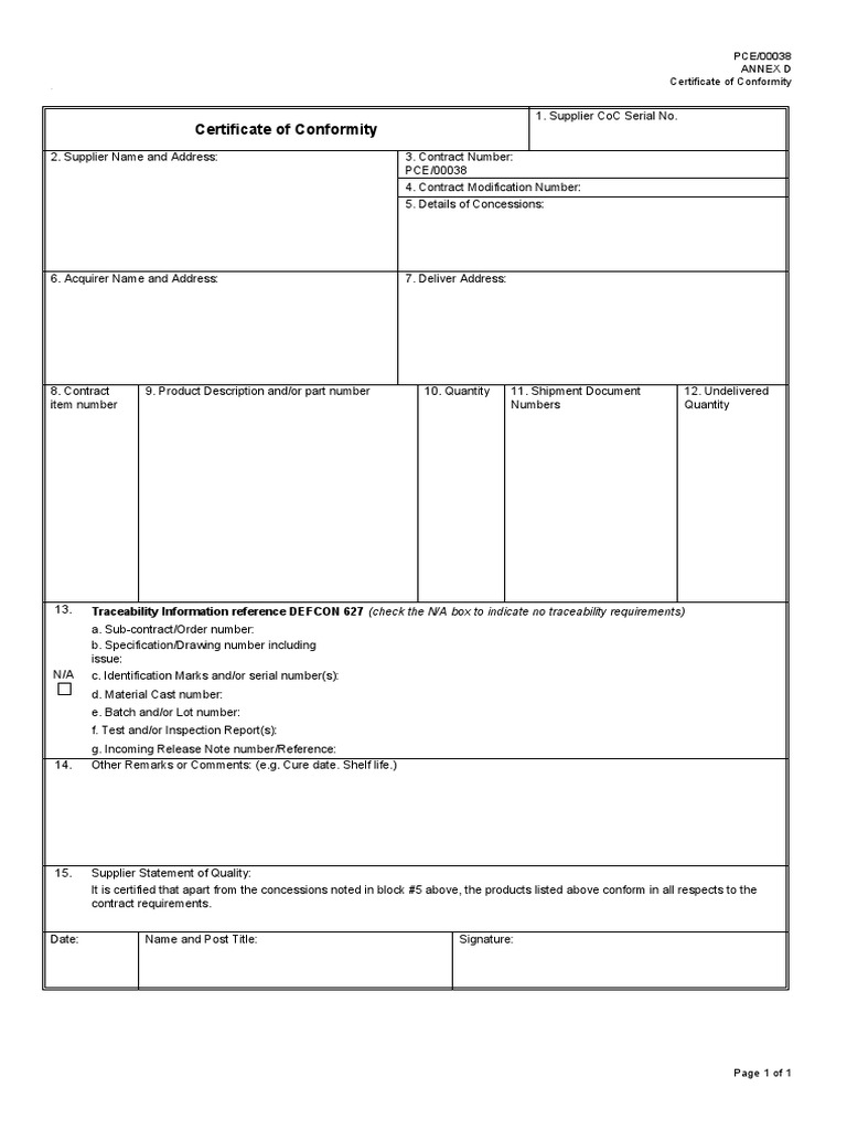 Certificate of Conformance 03 | PDF | Business
