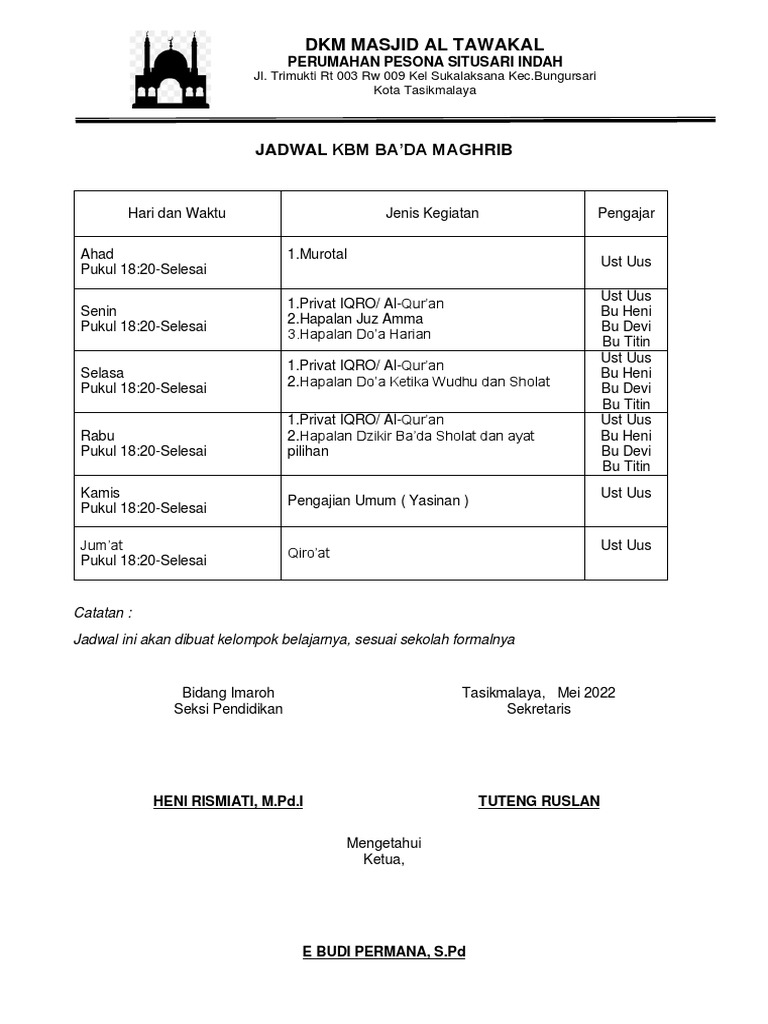 2.jadwal Ba'da Maghrib | PDF