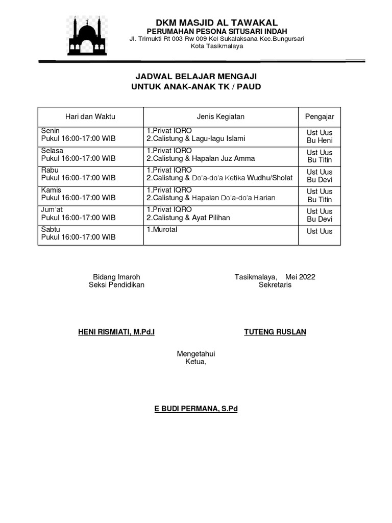 3.jadwal Ba'da Ashar | PDF