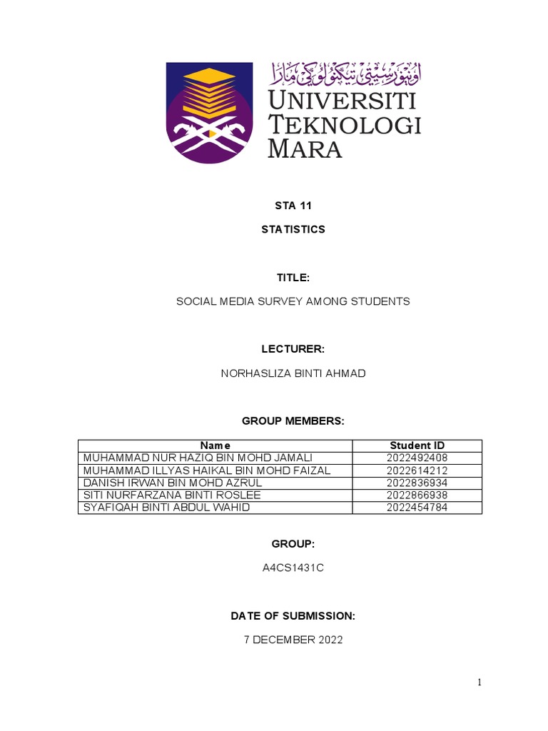 STA111 REPORT Final | PDF | Survey Methodology | Social Media