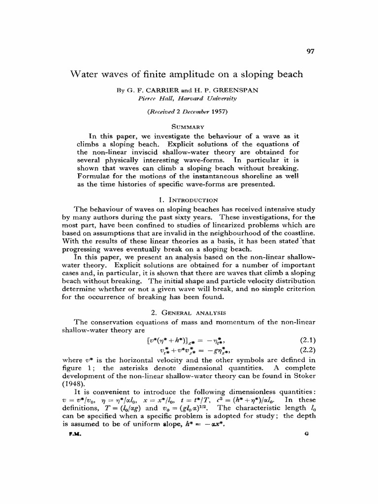 Water Waves on Sloping Beaches | PDF | Waves | Equations