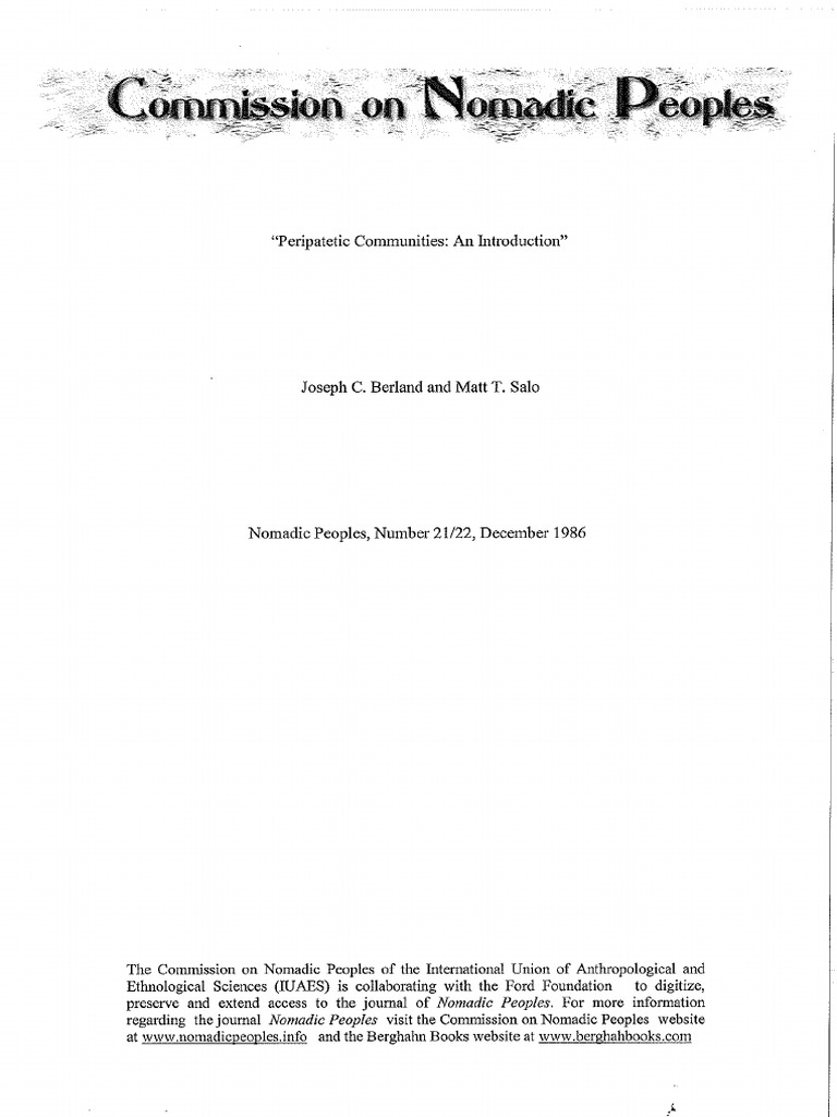 Peripatetic Communities JC Berland and MT Salo | PDF
